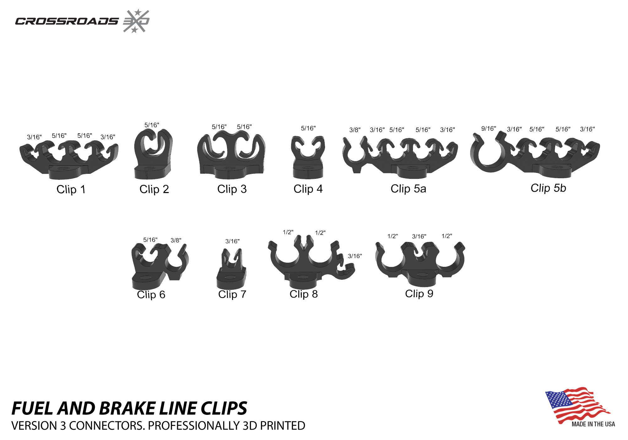 Fuel and Brake Line Clips (Experimental) - Crossroads 3D